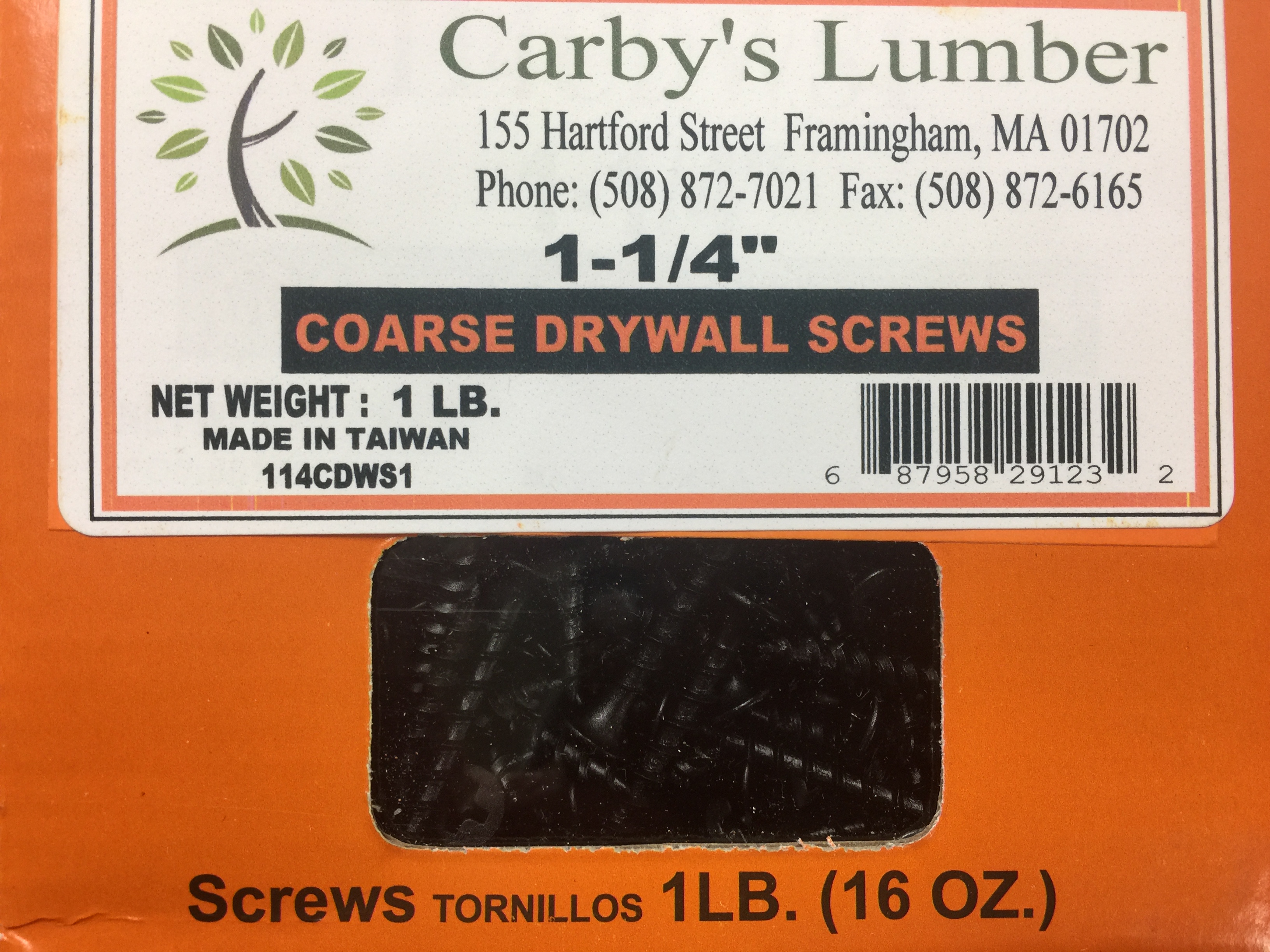 1# Box 1-1/4" Coarse Drywall Screws